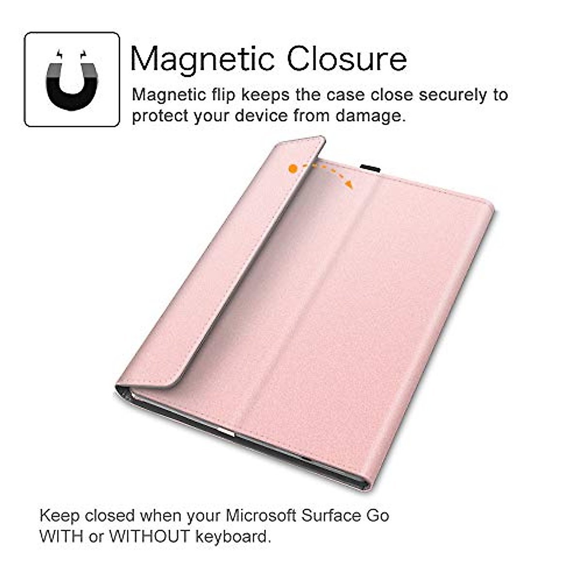 Fintie Case for Microsoft Surface Go 3 (2021) / Surface Go 2 (2020) / Surface Go (2018) - Multiple Angle Viewing Portfolio Business Cover, Compatible with Type Cover Keyboard (Rose Gold)