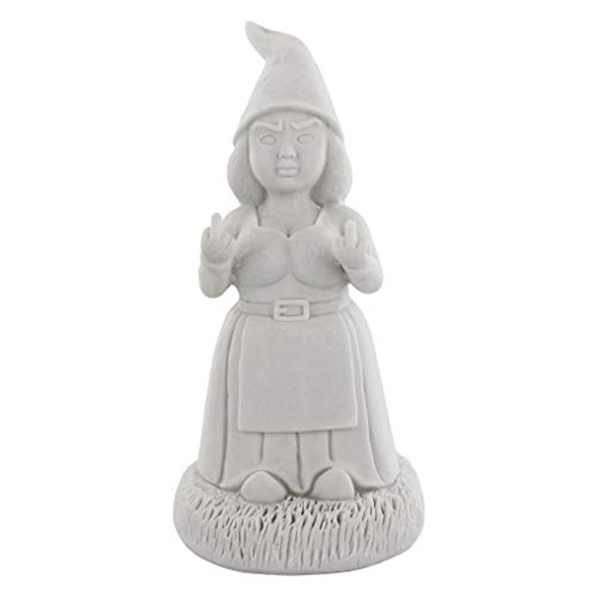 Gnometastic Gnude Gnomes - Unpainted Lady Double Bird Female Garden Gnome Statue, 8.45" / DIY Paint Your Own Gnome
