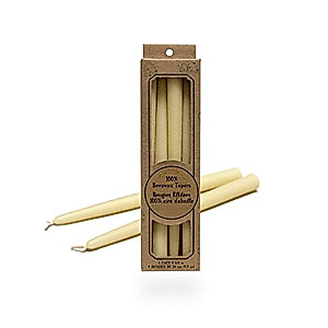 100 Percent Pure Beeswax Taper Candles. Box of 4 / 9.5 Inch.