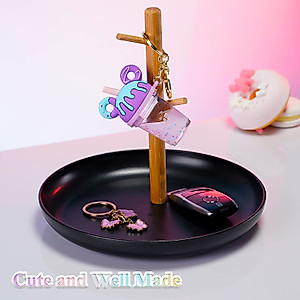 YOU WIZV Liquid Keychain, Kawaii Cute Boba Tea Water Key Chain for Backpacks, Aesthetic Donut Keychain for Girls, Kids,Women, Daughters, Boys（Purple Keychain）