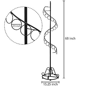 MyGift Black Metal Freestanding Scarf Hanger and Belt Display Holder Organizer with 25 Rings and Spiral Design, Decorative Shawl and Scarves Rack