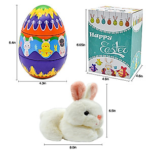 U-PTYTM Bunny Rabbit Stuffed Animals Plush Toys, Metal Eggs Easter Birthday Gifts for Kids Boys Girls, Cuddly & Soft, Bedroom Decorations