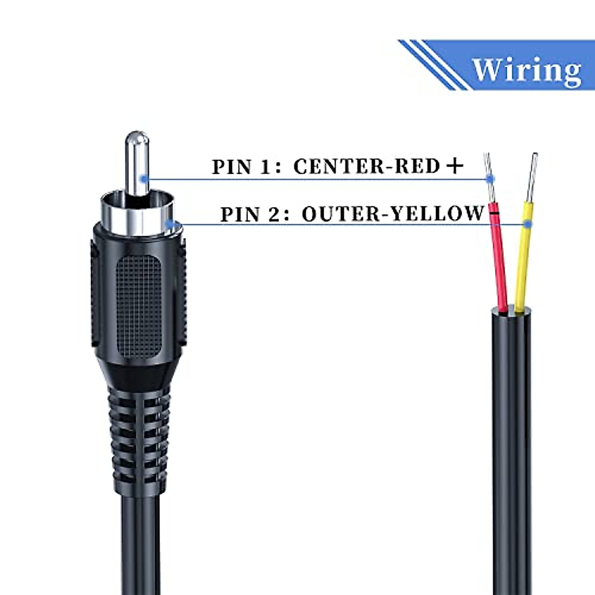 RCA to Speaker Wire Adapter, 18AWG 2 Pack 3ft RCA Male Plug to Bare Cable Open End, UIInosoo Audio Cable, Red and Black