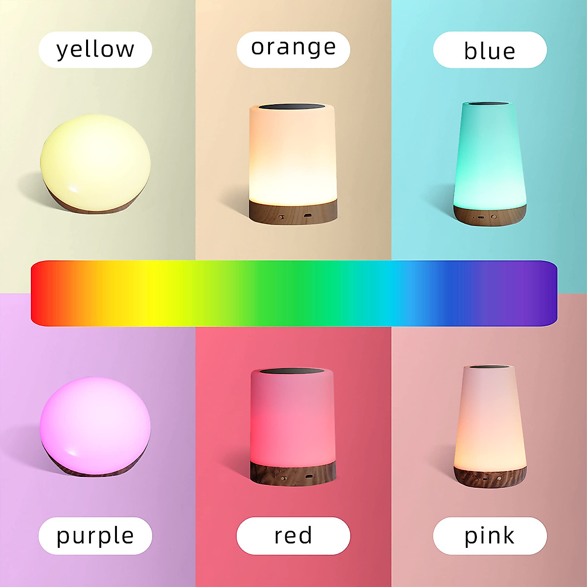 TLAOTNIY Night Light Touch Sensor Lamp,Soft Eye Bedside Table Lamp, Dimmable Warm White Light & 13 Color Changing RGB for Kids Bedroom/Room/Dorm (120mm-Silver)