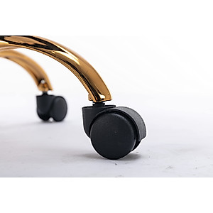 Mcltopz Faux Fur Home Office Chair, Modern Furry Office Chair, 360° Swivel Height Adjustable Desk Chair w/Gold Metal Leg, Comfy Vanity Makeup Chair Computer Task Chair for Home Office (Black)