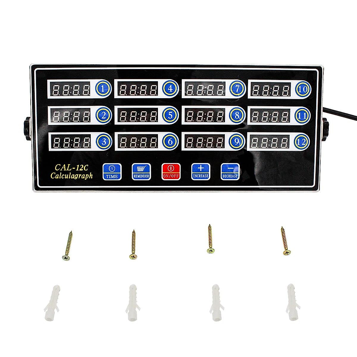 12 Channels Commercial Kitchen Timer Digital Display with Loud Alarm Adjustable Cooking Reminder for Home Restaurant, Multiple Channels for Twelve Multi-Event, Waterproof Fryer Turkey Timer, Black