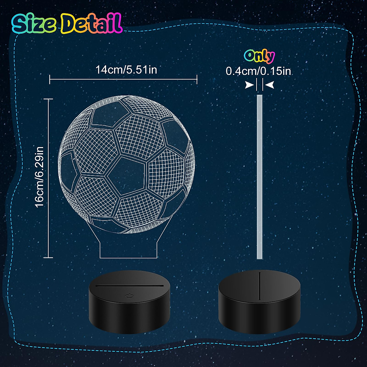 Linkax Easter Basket Stuffers for Teens Boys, Soccer Gifts for Boys, Easter Gifts for Kids Toys for Ages 8-13, Soccer Ball 3D Illusion Lamp, 8 9 10 11 12 Year Old Birthday Presents Room Decor