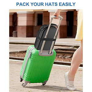 Allgawise Set of 2 Hard Hat travel Cases for Baseball Caps - Hat Storage Organizer Holder with Handle, Shoulder Strap and Trolley Sleeve, Protect up to 10 Hats for Outdoor and Home Storage, Black