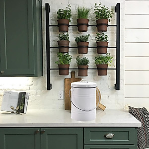 Compost Bin for Kitchen Counter, LALASTAR Small Metal Compost Bin Indoor Kitchen Sealed with Lid for Food Waste, Countertop Composter Container, White, 1 Gallon