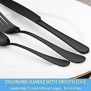 12 Piece Black Dessert Set,Food Grade Stainless Steel Tea Spoons,Durable Small Spoons,Metal Dessert Spoon,Spoons Silverware for Home,Kitchen or Restaurant,Mirror Polished & Dishwasher Safe,6.7-Inch