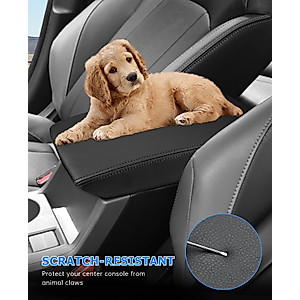 INTGET Car Center Console Armrest Cover for Subaru Crosstrek/Impreza Accessories 2024 Leather Arm Rest Box Lid Middle Console Seat Cover Protector (2024+(with pad), Black Stitches)