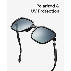 BENEUNDER Trendy Square Polarized Sunglasses, Lightweight Folding Sunglasses for Women Men, UV Protection for Fishing Driving Beach, Light Brown