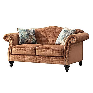 Acanva Collection Mid-Century Vintage Velvet Camelback Living Room Sofa, 3 Piece Set, Tangerine