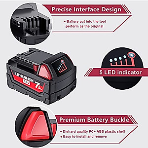 TURPOW Upgraded 7000mAh Replacement for Milwaukee M18 Battery Lithium, Compatible with Milwaukee 18 Volt XC Cordless Tools 48-11-1815 48-11-1820 48-11-1865 48-59-1850 48-11-1828, with 2 Packs Holder