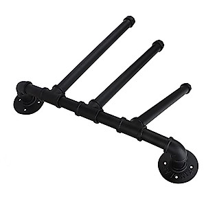 Camidy Industrial Style Iron Pipe Swing Out Towel Rack, Wall Mounted 3 Arm Rotation Towel Bar Rack Vintage Iron Pipe Towel Holder Storage Organizer