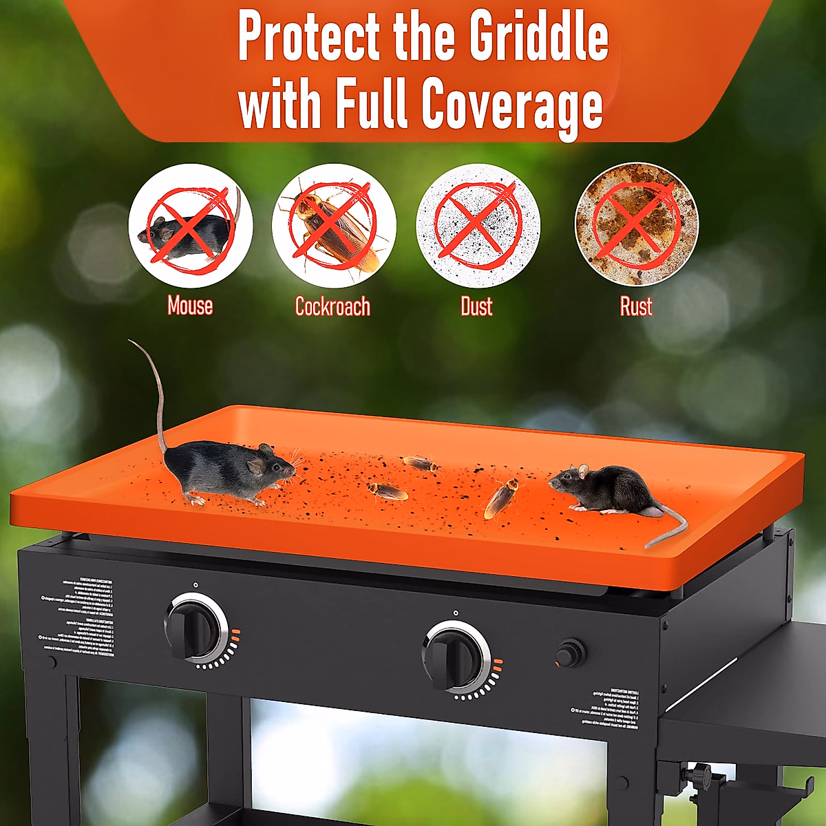 ShauBaby 28’’【Full Coverage Upgraded】Silicone Griddle Cover for Blackstone Griddle Protective Mat Cover Comes with 3pc Tools for Blackstone Accessories, Thicker Silicone Mat for Outdoor Griddle