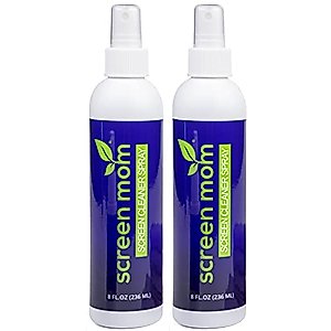 Screen Mom Screen Cleaner Kit 8oz (2-Pack) for LED & LCD TV, Computer Monitor, Electronics, Phone, Laptop Cleaning, iPad, and Flat Screen - Includes (2) 8oz Spray Bottles & Large Microfiber Cloths