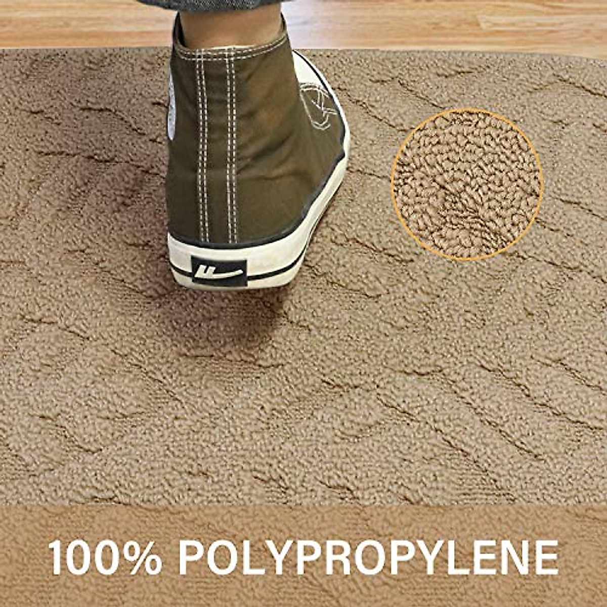 TOONOW Indoor Doormats Front Door Mat,32 "x17, Low-Profile Machine Washable Kitchen Rug, Absorbent Mud Half Round Entrance Mat for Outdoors, Entryway, Patio, Bedroom, Beige