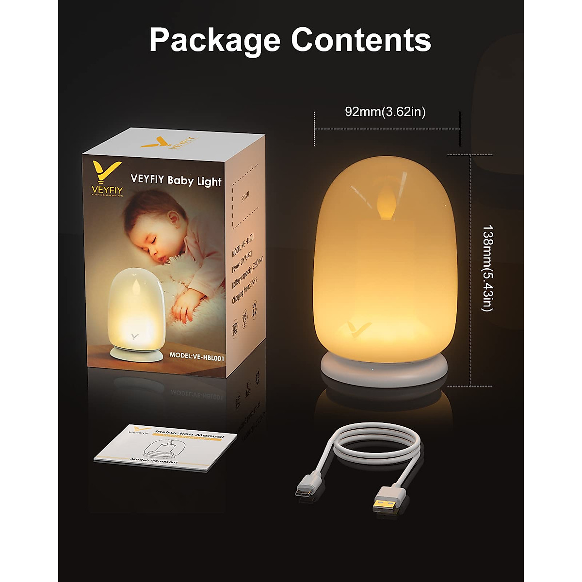 Night Light for Kids, VEYFIY Nursery Night Light with Touch Control & 1H Timer,Portable Baby Nursery Light with Charging Pad,4 LED Light Modes Rechargeable Night Lamp for Kids Room,Bedroom,Up to 100H…