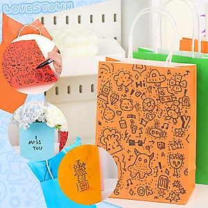 LovesTown 18PCS Gift Bags with Tissue Paper, Party Favor Bags with Handles Small Gift Bags Set 6 Colors for Gift Wrap Birthday and Wedding