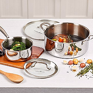 Copper Chef Titan Pan, Try Ply Stainless Steel Non-Stick Frying Pans, 7.5 QT Casserole Pan with Lid