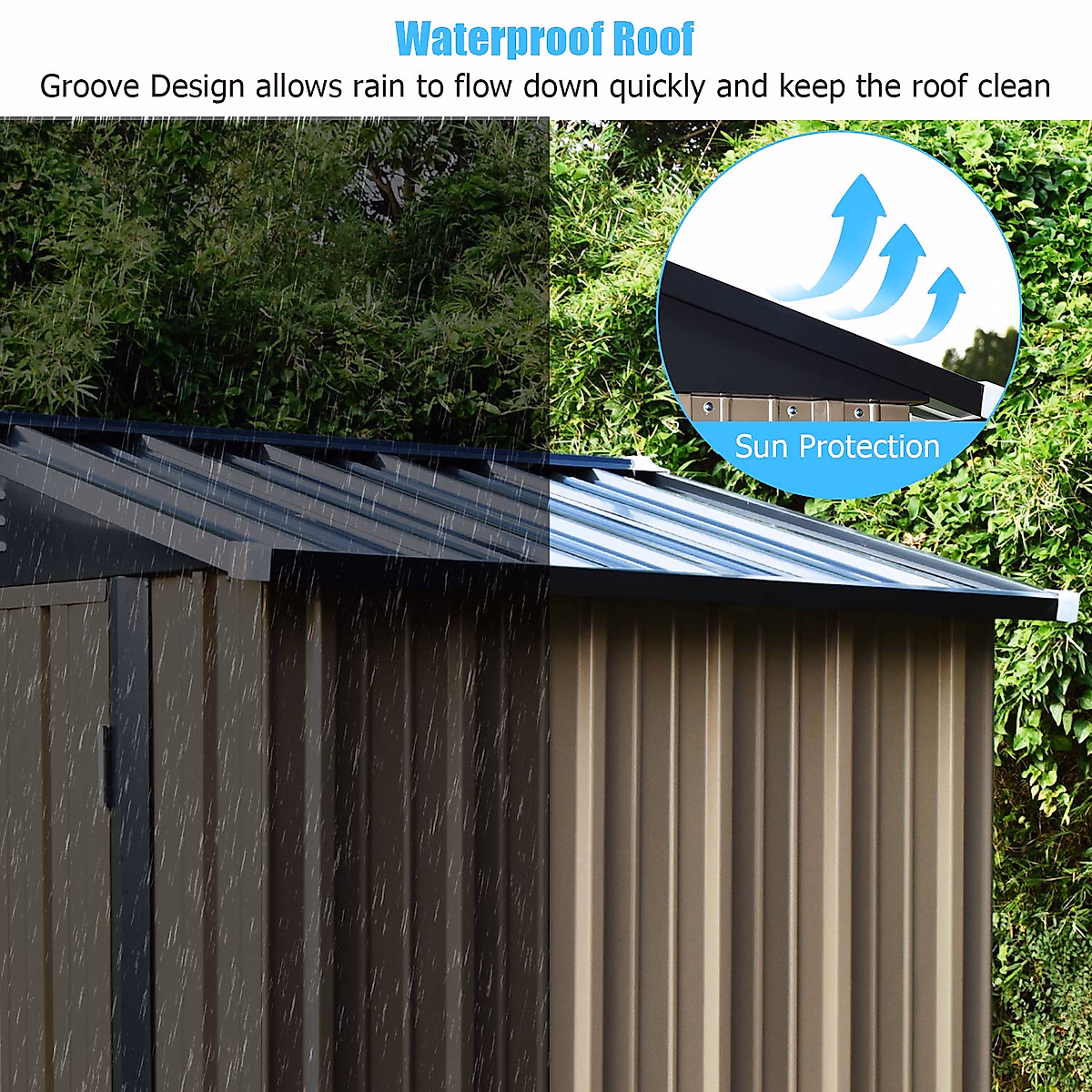 Catrimown 8' x 6' Storage Shed, Utility Storage Shed for Garden Backyard Lawn, Patio House Building with Double Doors and Lock