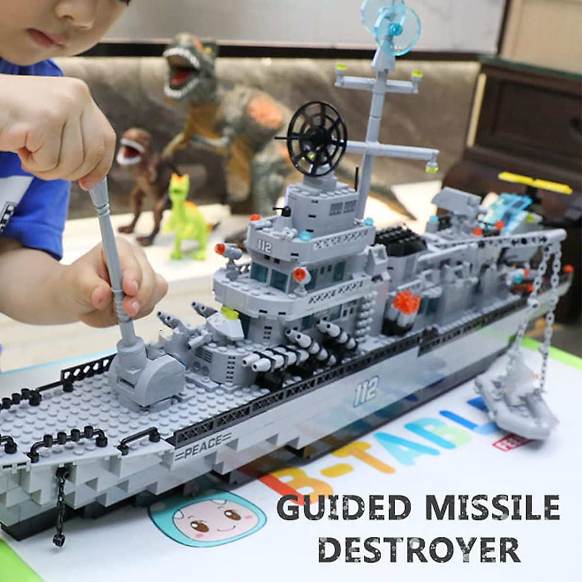 Ulanlan Navy Destroyer Building Block Set, Warship Building kit 6 in 1 Military Battleship Building Set Toy Gift for Boys Aged 8 +, Adult Gift 1560 Pieces