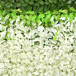 24 PCS Wisteria Artificial Flower 3.6 Feet Vine Ratta Hanging Garlands Silk Flowers String with 2 Pack Artificial Flowers Garland for Home Party Wedding Garden Outdoor Ceremony Greenery Wall White