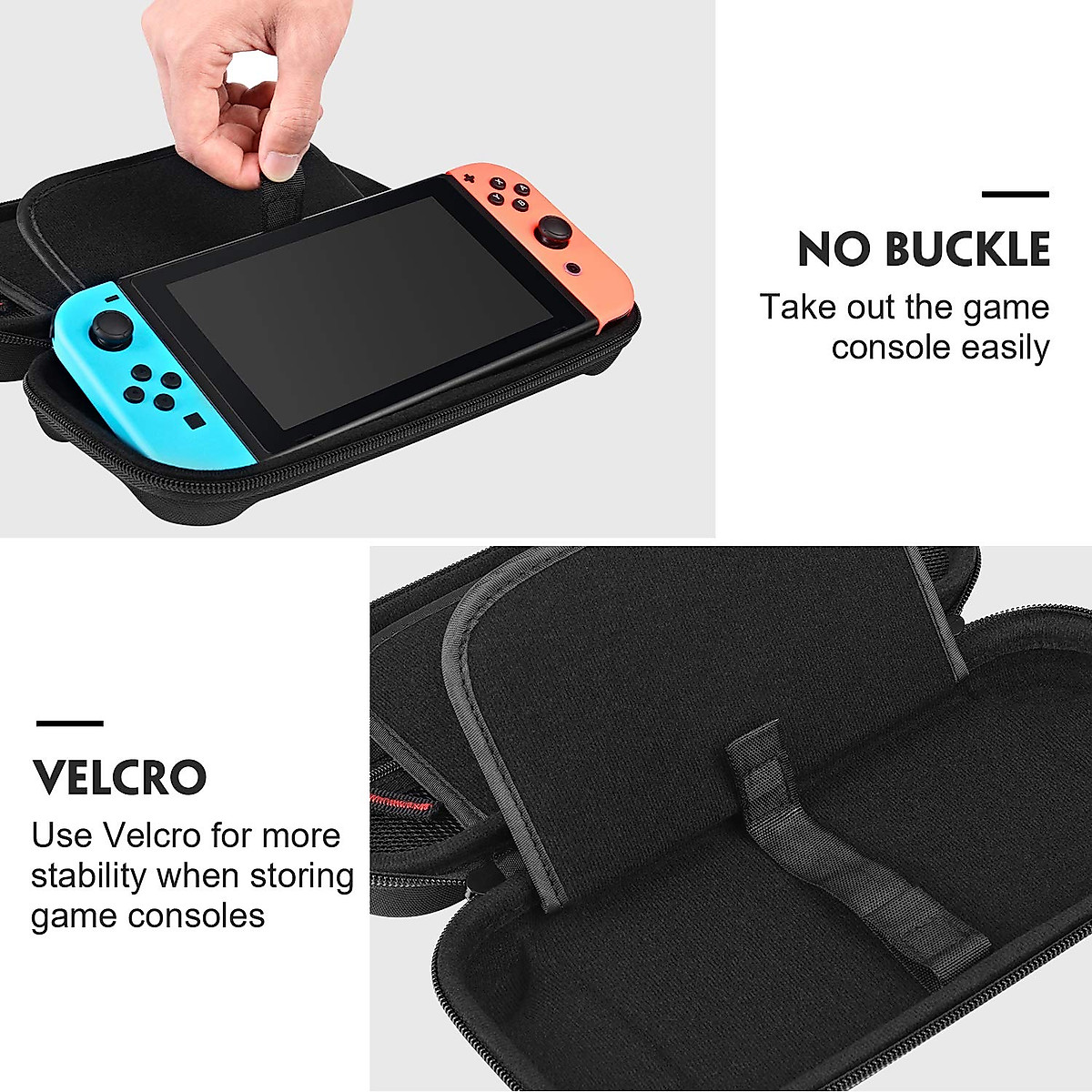 TYUOBOX Switch Carrying Case - Protective Hard Shell Travel Switch Case for Nintendo Switch/Switch OLED Console & Accessories, Carry 20 Games Cartridges Pouch, Black