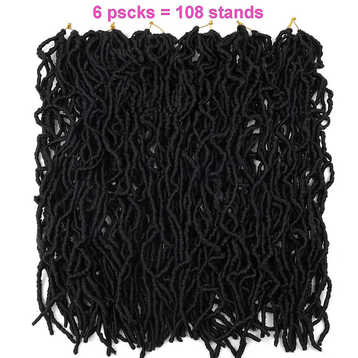 24 Inch Soft Locs Crochet Hair Pre Looped 6 Packs Faux Locs Crochet Braids Goddess Locs Dreadlocs Synthetic Hair For Black Women (1B, 24 Inch (Pack of 6))