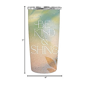 Studio Oh! Insulated Stainless-Steel Tumbler - Double-Walled 17-Ounce Travel Cup - Vacuum Seal Keeps Liquids Hot or Cold for Hours - Fits Standard Size Cup Holders - Be Kind & Shine