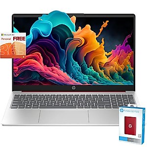 Hp Essential 15.6" Anti-Glare HD Laptop, Intel Quad-core Processor, 16GB RAM, 628GB Storage(128GB UFS+500GB Portable SSD), Office 365 1-Year, Upto 11 hrs Long Battery, Win11 S, Scarlet Red