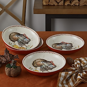 Bico Blessing Season Ceramic Pasta Bowl, Set of 5(1 unit 214oz, 4 units 35oz), for Pasta, Salad, Microwave & Dishwasher Safe, House Warming Gift