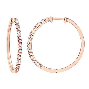 Beyond Brilliance Prong Set 1/4 Carat Round Cut Natural Diamond Hoop Earrings for (I-J, I3) in Sterling Silver Fine Jewelry for Women Diamond Jewelry, Gift Box Included