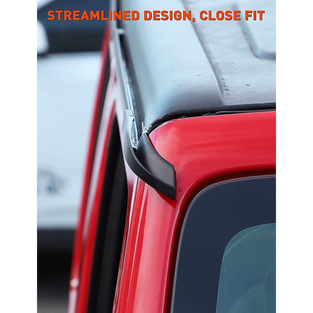 Savadicar Upgraded Version Rain Gutter Extensions, Roof Hard-Top ABS Rain Groove Diverter, Rainwater Deflector Compatible with 2007-2018 Jeep Wrangler JK JKU, Exterior Accessories, Black, 2 PCs