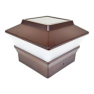 iGlow 8 Pack Brown Outdoor Garden 4 x 4 Solar LED Post Deck Cap Square Fence Light Landscape Lamp Lawn PVC Vinyl Plastic