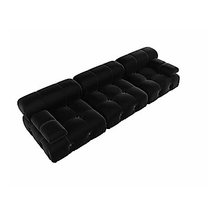 TIFLON Modular Sectional Sofa,Minimalist Velvet Sofas Couches, Modern Convertible Couch 3 Seats Living Room Sofa Sets for Office Apartment,104"(Black)