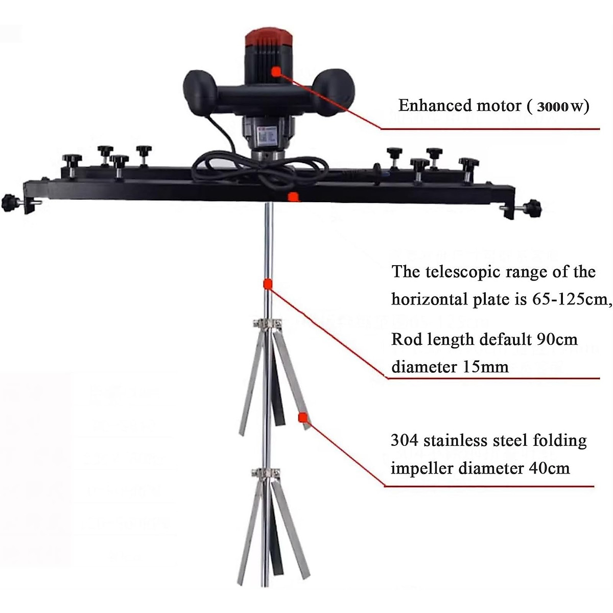 IBC Paint Mixer, 3000W Electric Tank Mixer Machine, With Support Hanger, Folding Propeller, for Ink Dissolver Agitator