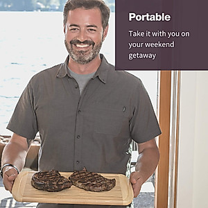 Bamboo Cutting Board With Juice Grooves | Premium Kitchen Chopping Board for Meat (Butcher Block) Cheese and Vegetables | Anti Microbial - 17 x 12