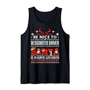 Designated Driver Ugly Christmas Sweater Gift Sober Drivers Tank Top