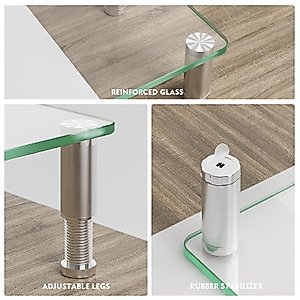 Clear Computer Monitor Stand Riser with Height Adjustable Multi Media Desktop Stand for Flat Screen LCD LED, Laptop/Notebook/Xbox One,HD01T-002