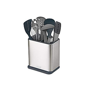 Joseph Joseph 85161 Utensil Holder with Removable Spoon Surface Kitchen Accessory, One-size, Stainless Steel/Dark Gray