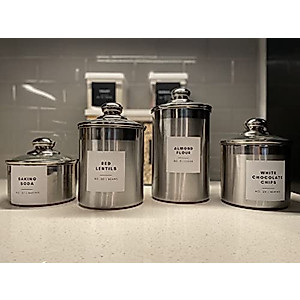 240 Minimalist Paper Pantry Labels | 2 1/2 x 2 1/2 inches | Water-Resistant | for Plastic, Metal, Stainless Steel & Glass Containers | Strong Adhering