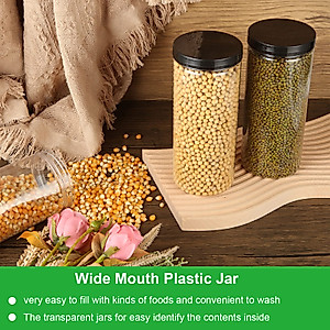 LISHINE 8 Pack 32 oz Plastic Jars with Lids Clear Airtight Food Storage Jars with Lids Reusable Round Empty Plastic Cylinder Container with Black Lids for Kitchen Food & Home Storage of Cookie