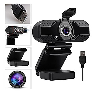 ZAUNCO Webcam HD 1080P Webcam with Microphone, Live Teaching USB Lens Dust Cover, Prevent Peeping 1080P HD Camera Drive Free Gaming Webcam