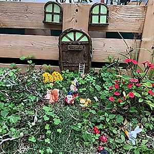 ALLADINBOX Miniature Fairy Gnome Home Window and Door with Welcome Sign for Trees Decoration, Glow in Dark Fairies Sleeping Door and Windows, Yard Art Garden Sculpture Lawn Ornament Halloween Decor