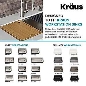 KRAUS Kore Solid Bamboo Cutting Board for Workstation Kitchen Sink (16 3/4 in. x 12 in.), KCB-WS103BB