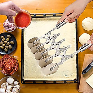 5 Wheel Pastry Cutter Stainless Pizza Slicer Multi-Round Dough Cutter Roller Cookie Pastry Knife Divider with Handle