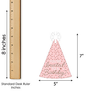 Big Dot of Happiness Pink Rose Gold Birthday - Shaped Fill-In Invitations - Happy Birthday Party Invitation Cards with Envelopes - Set of 12