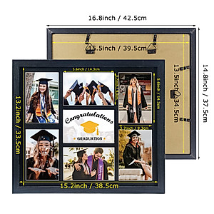 GMFrames 4X6 Picture Frame Collage with 7 Openings Multi Graduation Photo Frame with Wall Hanging for Keepsake Gifts Black